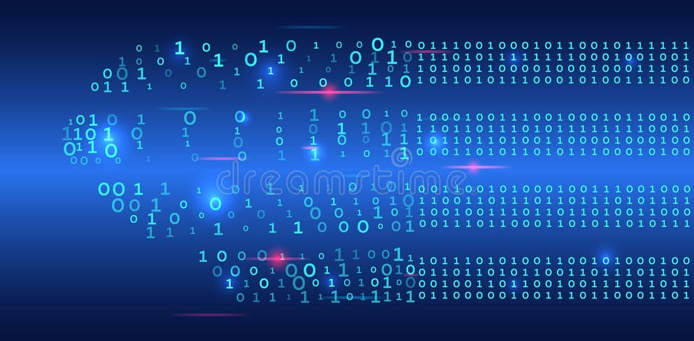 Analytics, Sorting, Structuring, Transferring Information. Blue Background with Data Flow ...