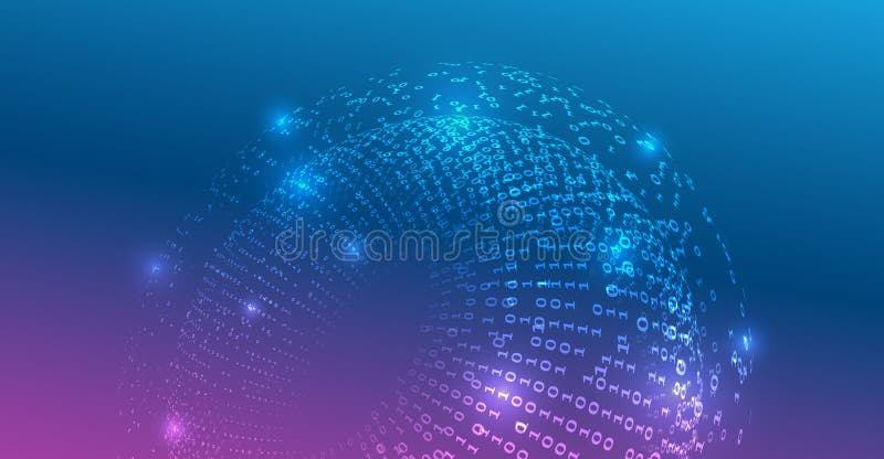 Analytics, Sorting, Structuring, Transferring Information. Blue Background with Data Flow ...