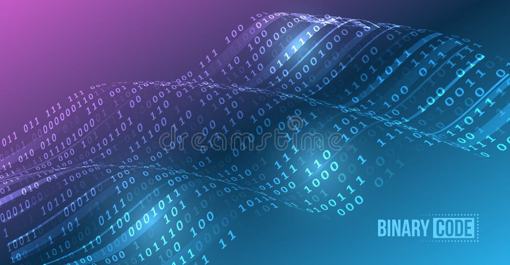 Analytics, Sorting, Structuring, Transferring Information. Blue Background with Data Flow ...
