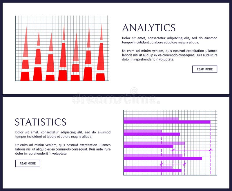 Analytics Statistics Pages Set Vector Illustration Stock Illustration ...