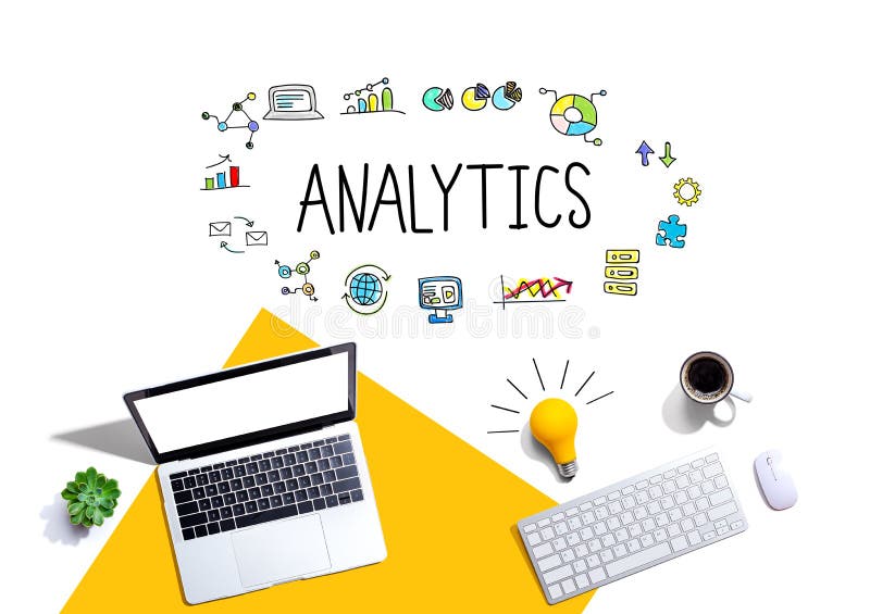 Analytics Theme with Computers and a Lightbulb Stock Illustration ...