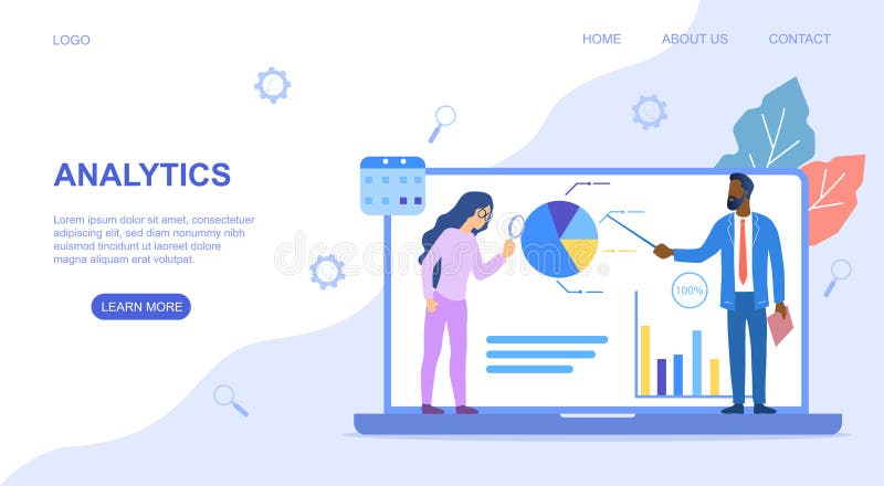Analytics Wed Page Template with Businesspeople Stock Vector ...