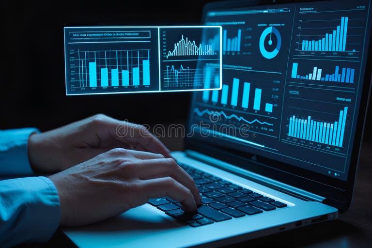 Data Analysis on Laptop Screen with Business Finance Analytics ...