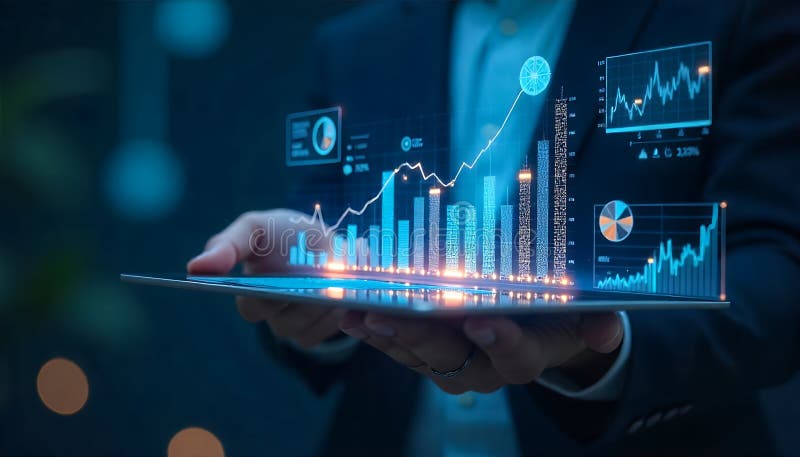 Digital Business Growth stock illustration. Illustration of data ...