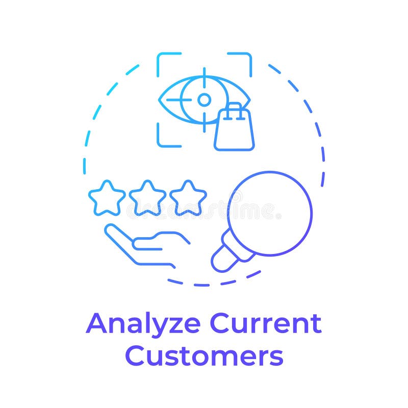 Analyze Current Customers Blue Gradient Concept Icon Stock Vector ...
