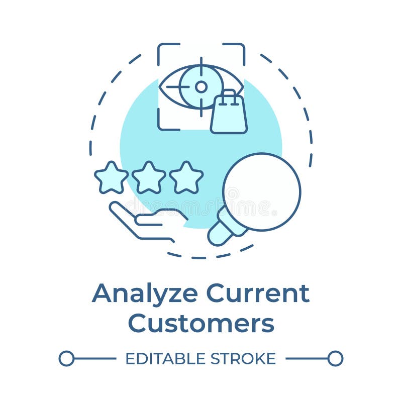 Analyze Current Customers Soft Blue Concept Icon Stock Illustration ...