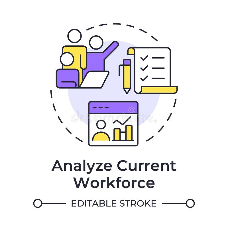 Analyze Current Workforce Multi Color Concept Icon Stock Vector ...