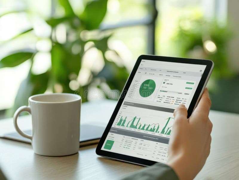 Analyze Data Charts on Tablet for Business Growth Stock Illustration ... Analyze Data Charts on Tablet for Business Growth Stock Illustration ...