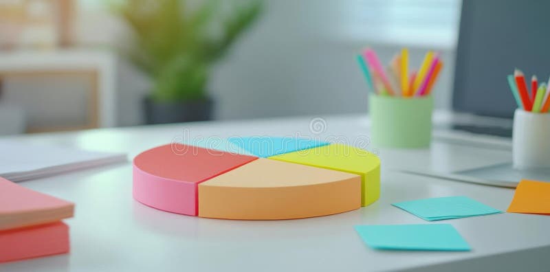 Analyze Data with Colorful Pie Chart and Sticky Notes for Business ...