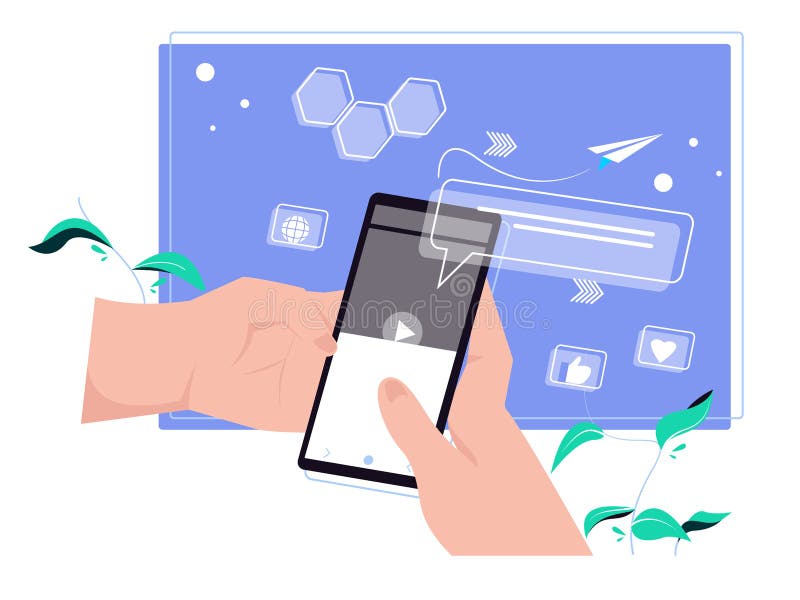 Analyze Data Via Mobile. Hand Holding Cell Phone Stock Vector ...