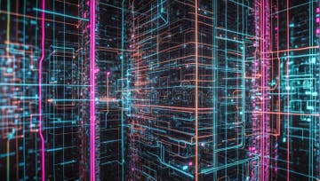 Analyze and Visualize Complex Information on a Virtual Screen Using AI To Process Data. Stock ...