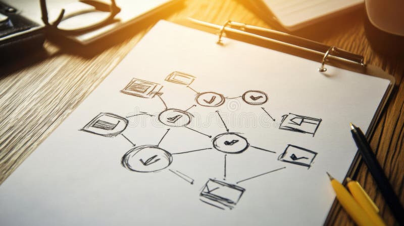 Analyze the Workflow with Diagram Planning on Paper for Success Concept ...