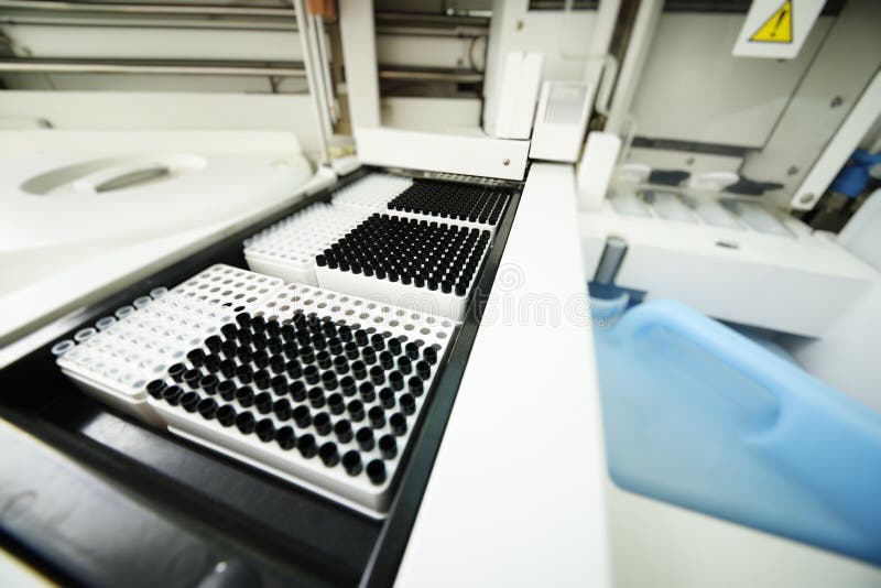 Analyzer with Containers with Test Tubes in Close-up in a PCR ...