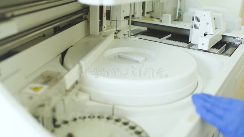 Analyzer with Containers with Test Tubes in Close-up in a PCR ...