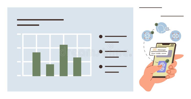 Analyzing Bar Chart Data with Mobile Phone and Secure Code Entry Stock ...