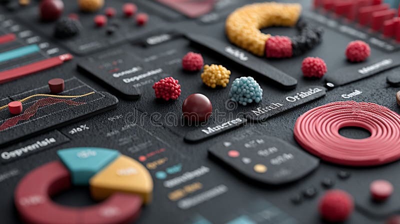 Analyzing Business Data with 3d Charts and Graphs Stock Illustration ...