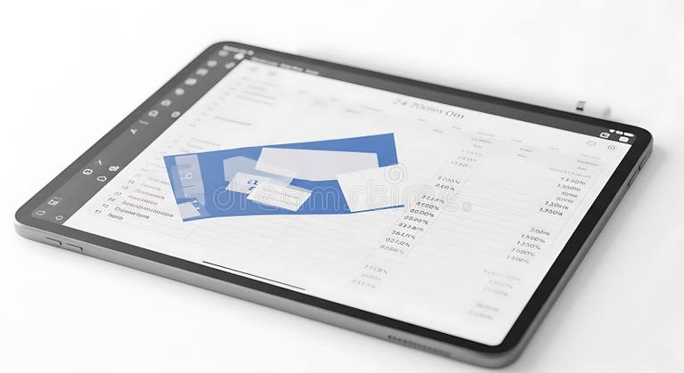 Analyzing Business Data on Tablet with Spreadsheet and Graphic Elements ...
