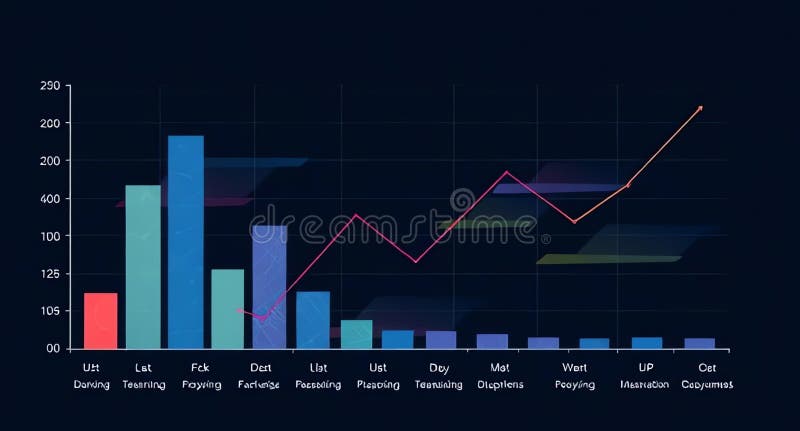 Analyzing Business Data Visualized in a Column and Line Chart on Dark ...