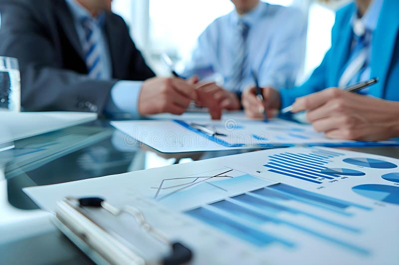 Analyzing Business Growth Charts and Graphs, Professionals Collaborate ...