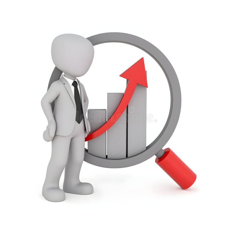 Analyzing Business Growth with Magnifying Glass and Chart for Financial ...