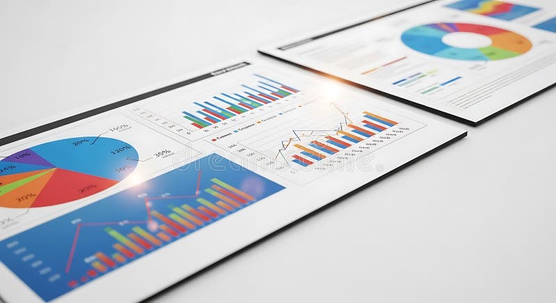 Analyzing Business Performance Data with Charts and Graphs on White ...