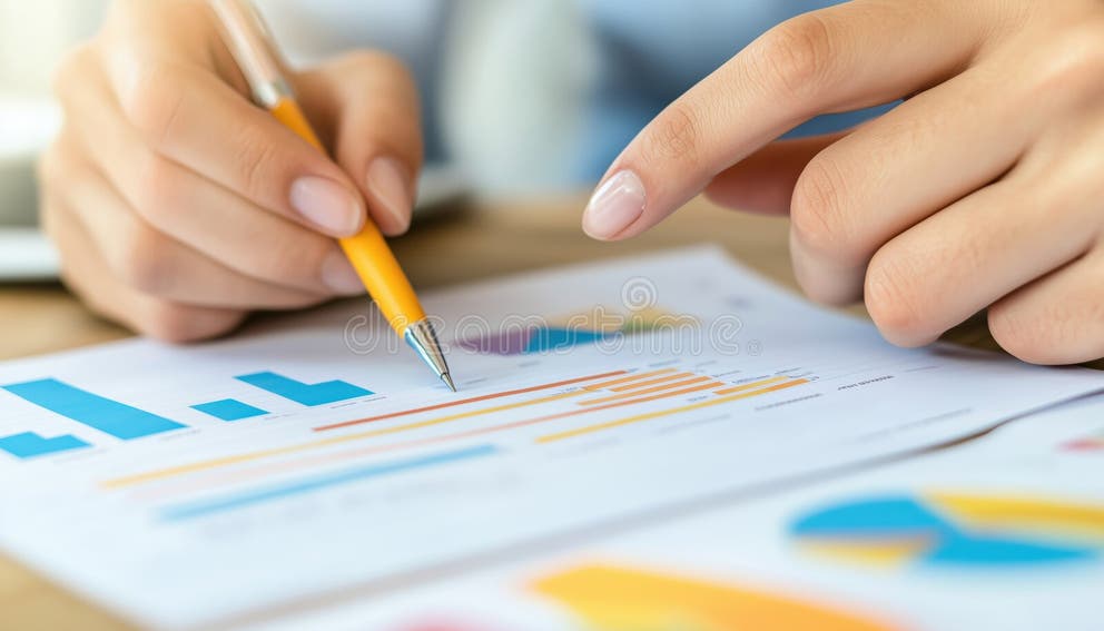 Analyzing Business Performance Using Charts Stock Image - Image of ...