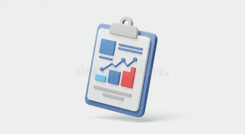 3D Report Clipboard stock illustration. Illustration of line - 381354610