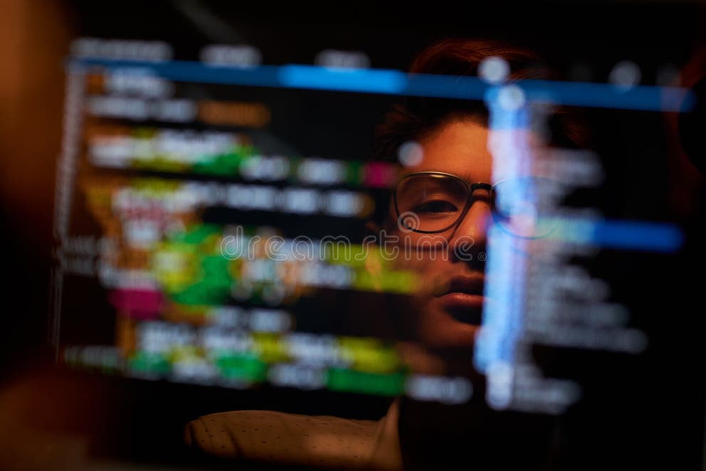 Analyzing code stock photo. Image of code, software, dark - 96042404