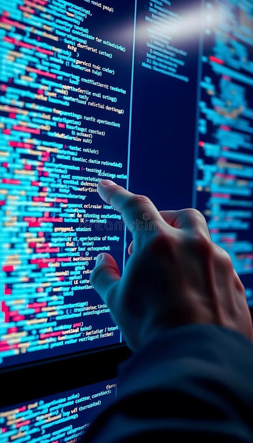 Analyzing Complex Code On Screen With Finger Pointing At Specific Line
