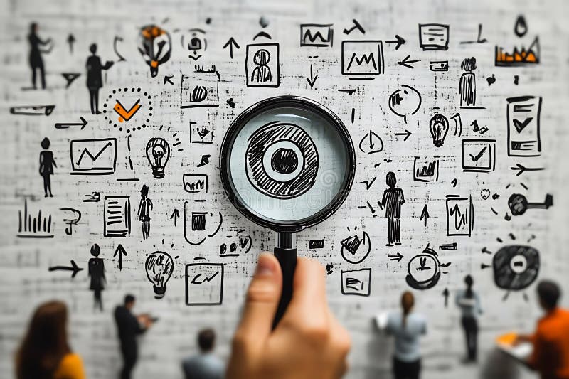 Analyzing Concepts and Ideas with Magnifying Glass with a Backdrop of ...