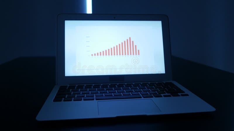 Analyzing Corporate Business Finance Data Charts on Computer Screen ...