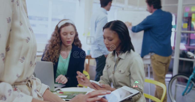 Analyzing Data Animation, Diverse Team in Business Meeting Working ...