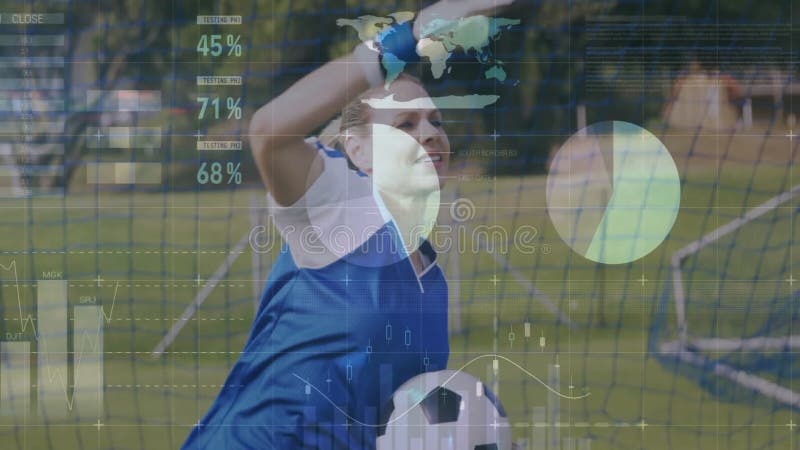 Analyzing Data with Animation Overlay, Soccer Player in Action on Field ...