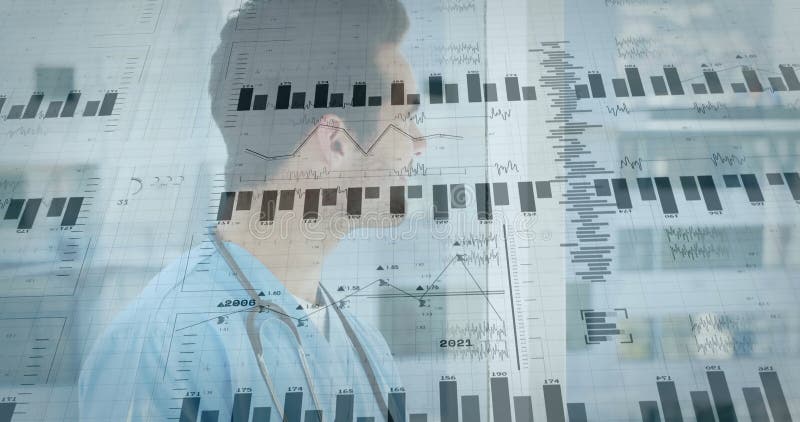 Analyzing Data Charts and Graphs, Medical Professional Working in ...