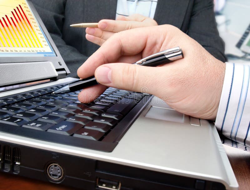 Analyzing data on computer stock photo. Image of investment - 24505414