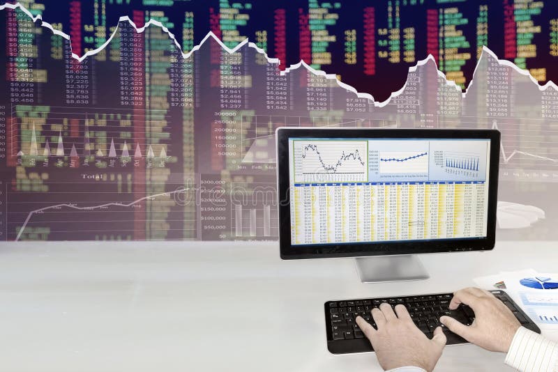 Analyzing Data on Computer stock photo. Image of office - 84701498