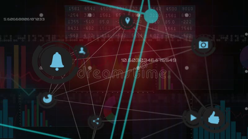 Analyzing Data with Digital Network, Animation of Notification Icons ...
