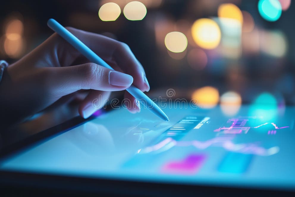 Analyzing Data with Digital Tools Stock Illustration - Illustration of ...