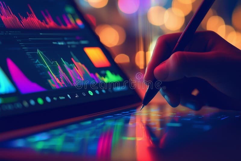 Analyzing Data with Digital Tools Stock Illustration - Illustration of ...