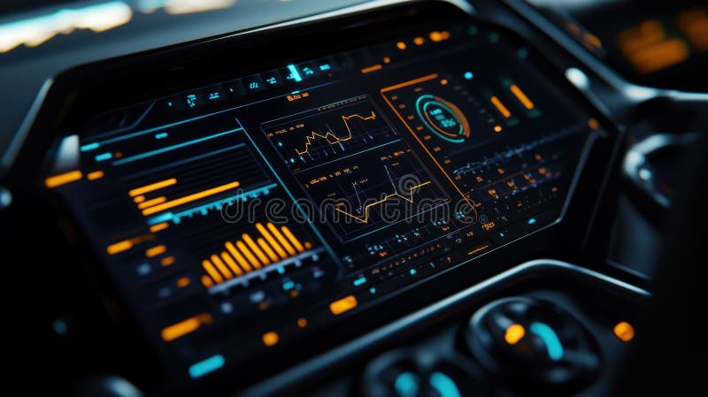 Analyzing Data on Futuristic Digital Dashboard Stock Image - Image of panel, colors: 360006749