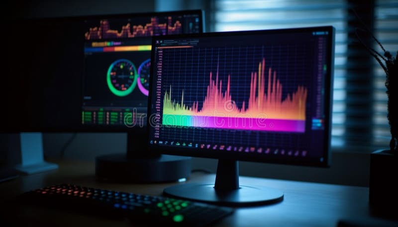 Analyzing Data on Glowing Computer Monitor Leads To Business Success ...