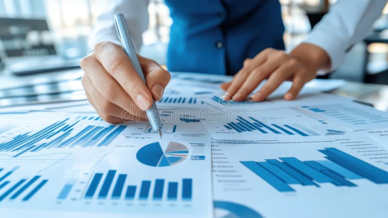 Analyzing Data Hand with Pen Over Charts - Strategic Planning and ...