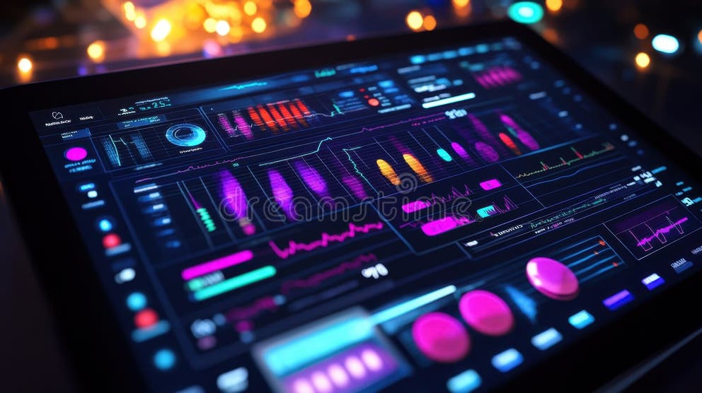 Analyzing Data on a High Tech Digital Interface Stock Photo - Image of ...