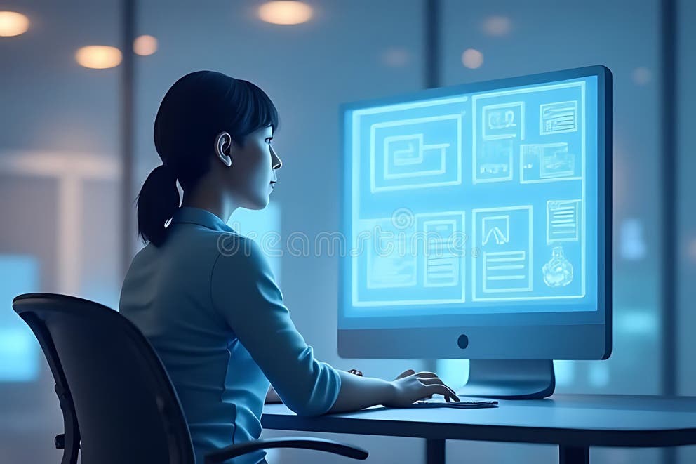 Analyzing Data Insights Office Environment Digital Display Modern ...