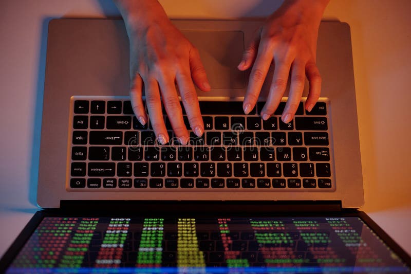 Analyzing Data on Laptop with Code Reflections Stock Image - Image of ...