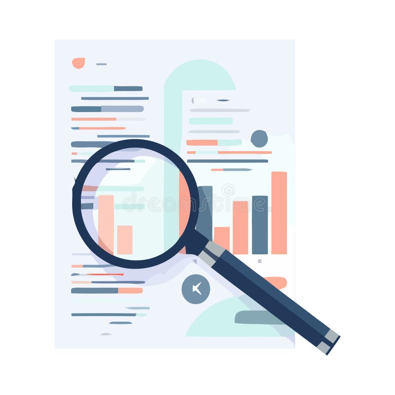 Analyzing Data with Magnifying Glass Symbol Stock Vector - Illustration ...
