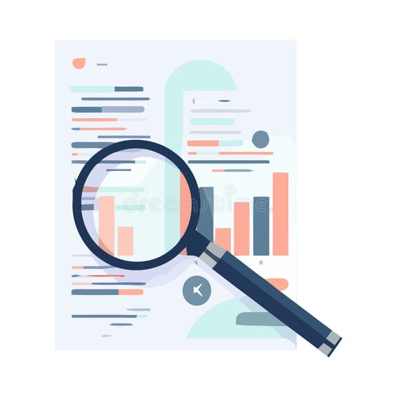 Analyzing Data with Magnifying Glass Symbol Stock Vector - Illustration ...