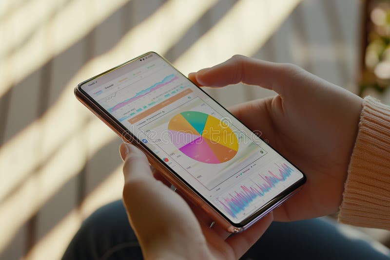 Analyzing Data on Mobile Device Stock Illustration - Illustration of ...