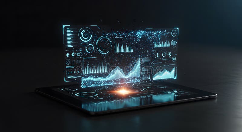 Analyzing Data on Tablet with Futuristic Holographic Interface ...