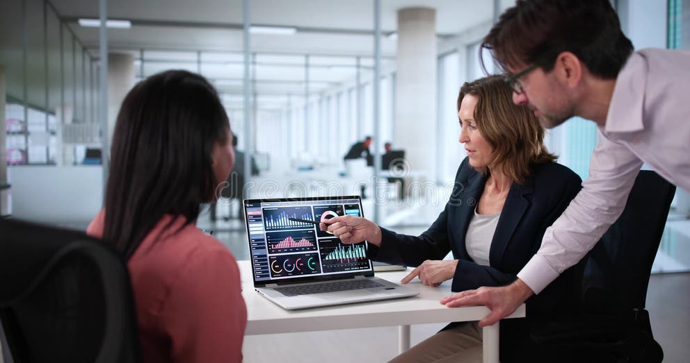 Analyzing Data Together at Multicultural Team Meeting Stock Photo ...